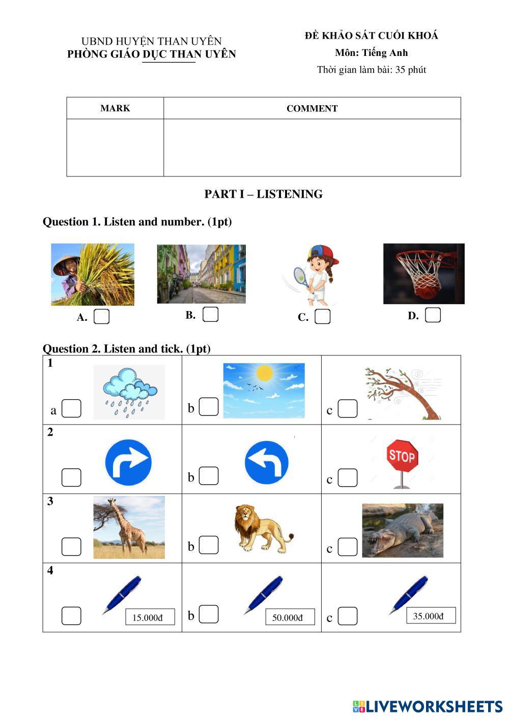 End of course Test | Dung Nguyen | Live Worksheets