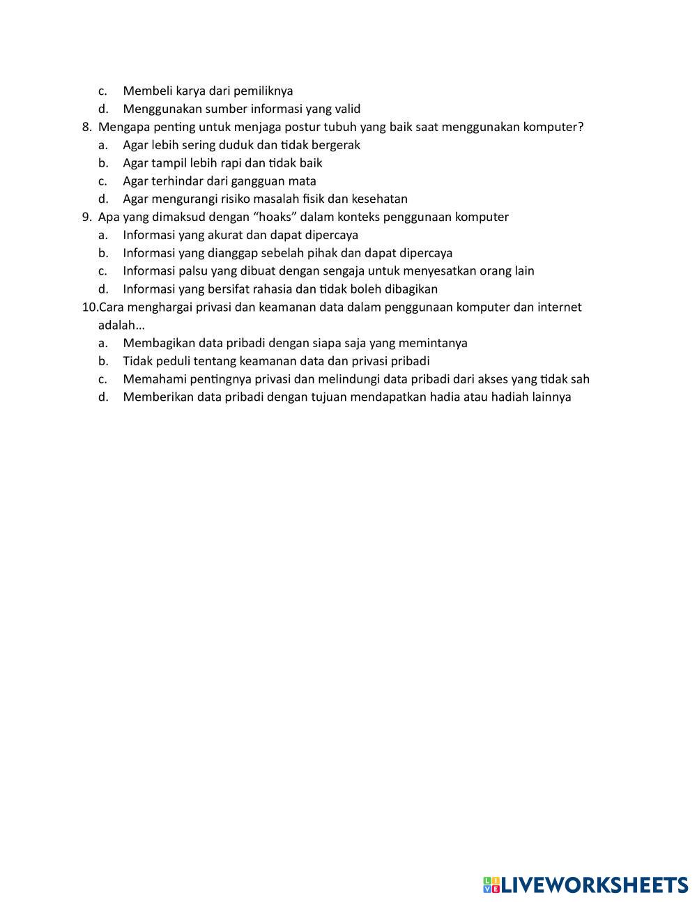 informatika | Free Interactive Worksheets | 7124179