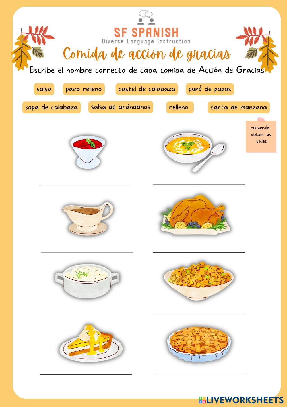 Comidas del día… | Free Interactive Worksheets | 7124597