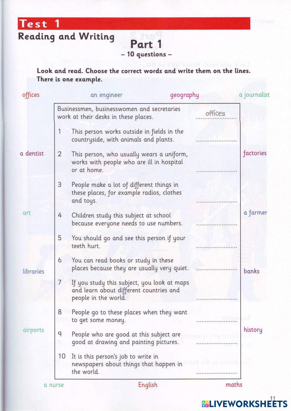 WS 1 - Reading & Writing | Live Worksheets