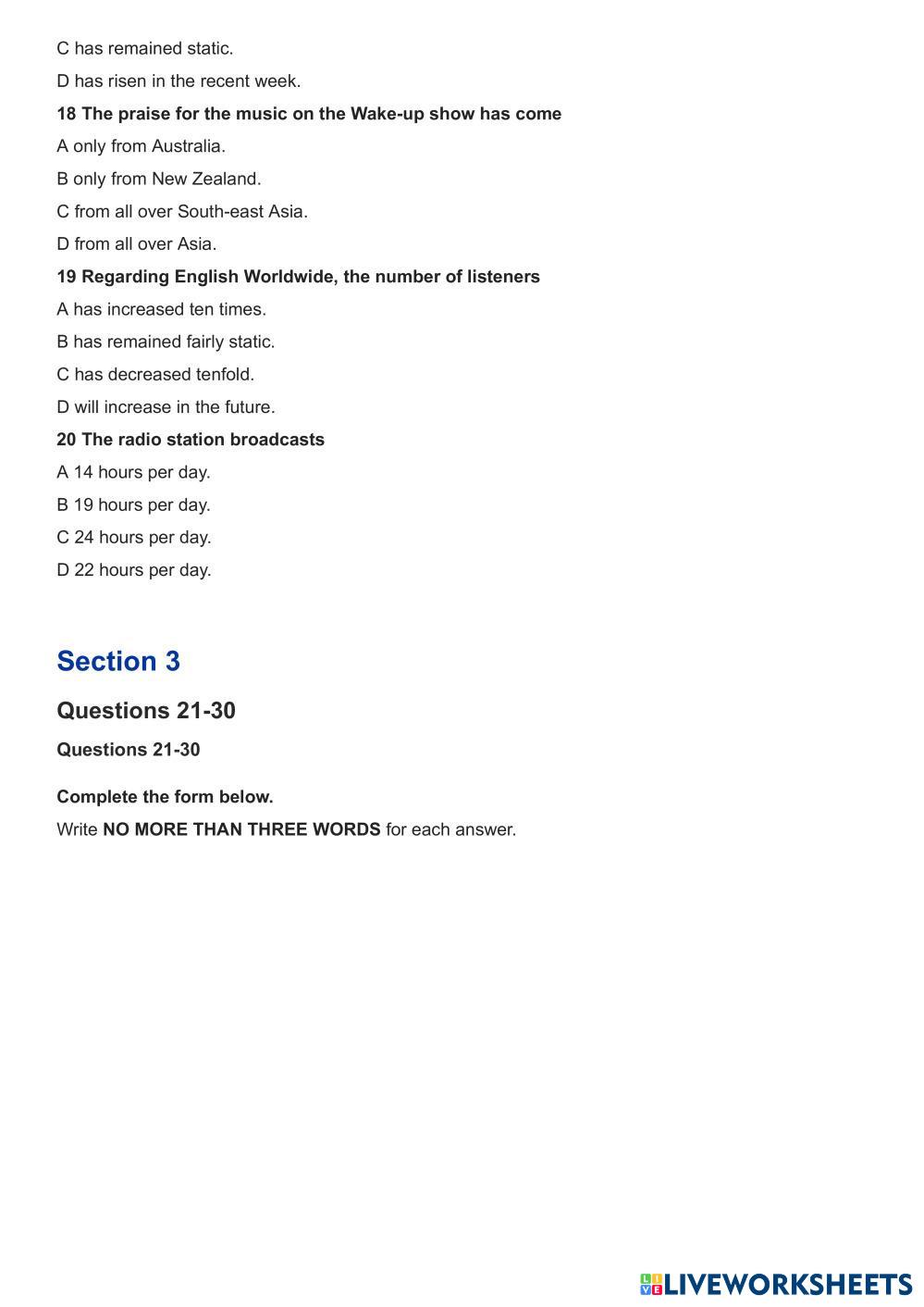 Listening comprehension | Live Worksheets