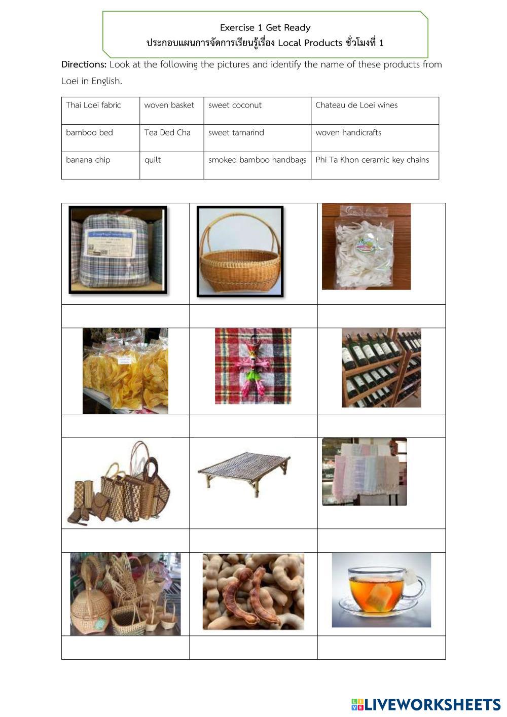local product vocabularies | Live Worksheets