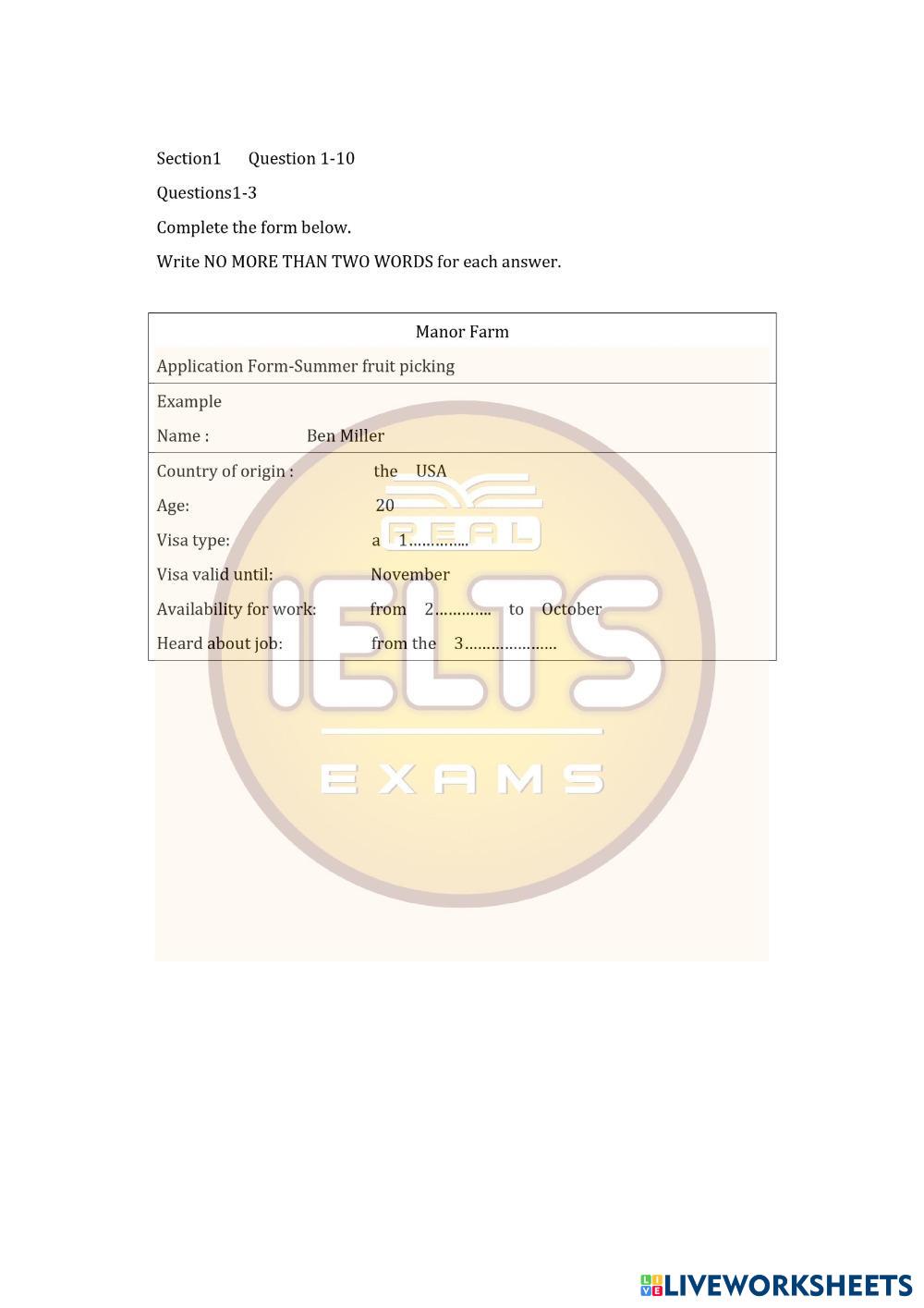 TEST 1 LISTENING | Live Worksheets