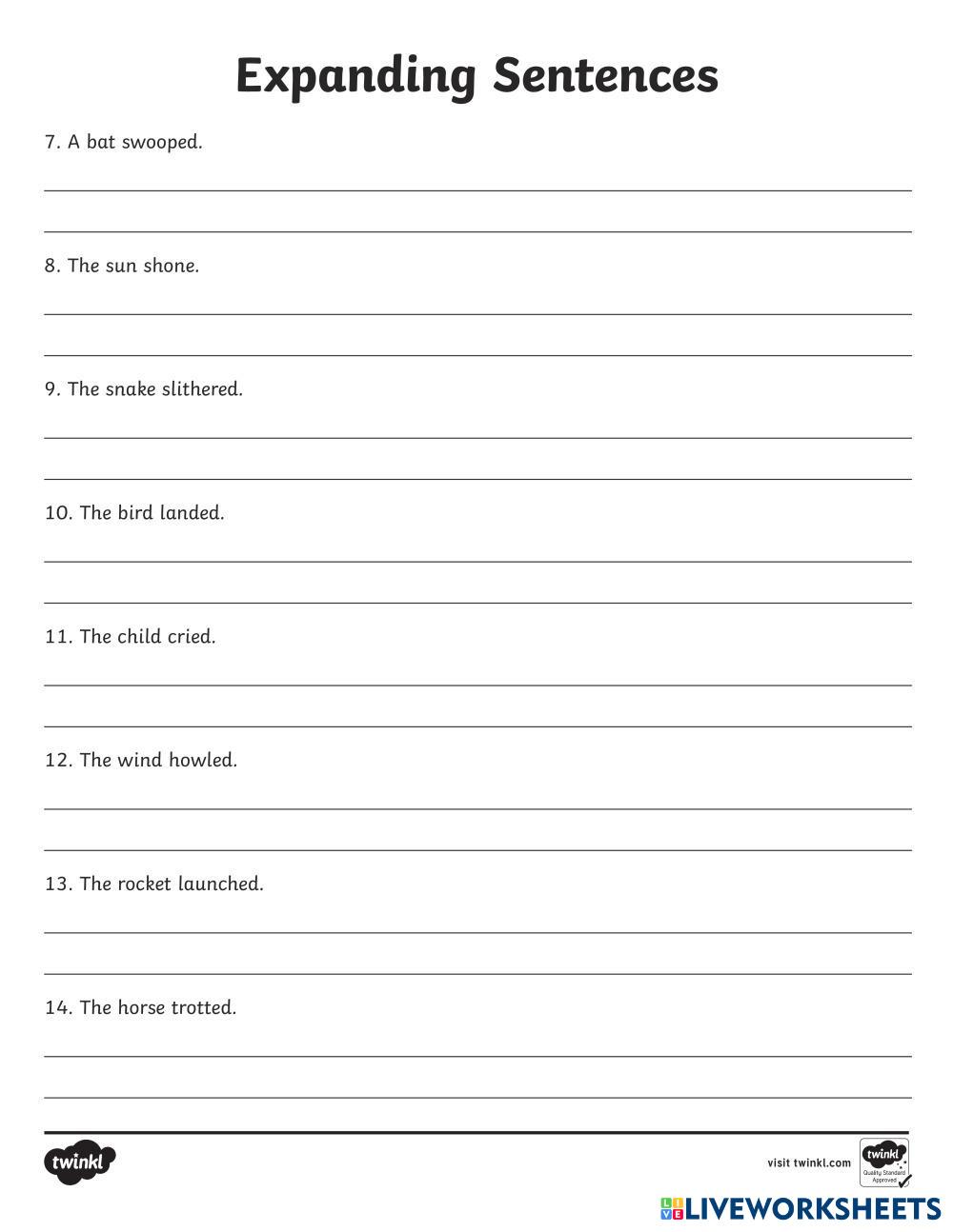 expanding sente… | Free Interactive Worksheets | 7126806