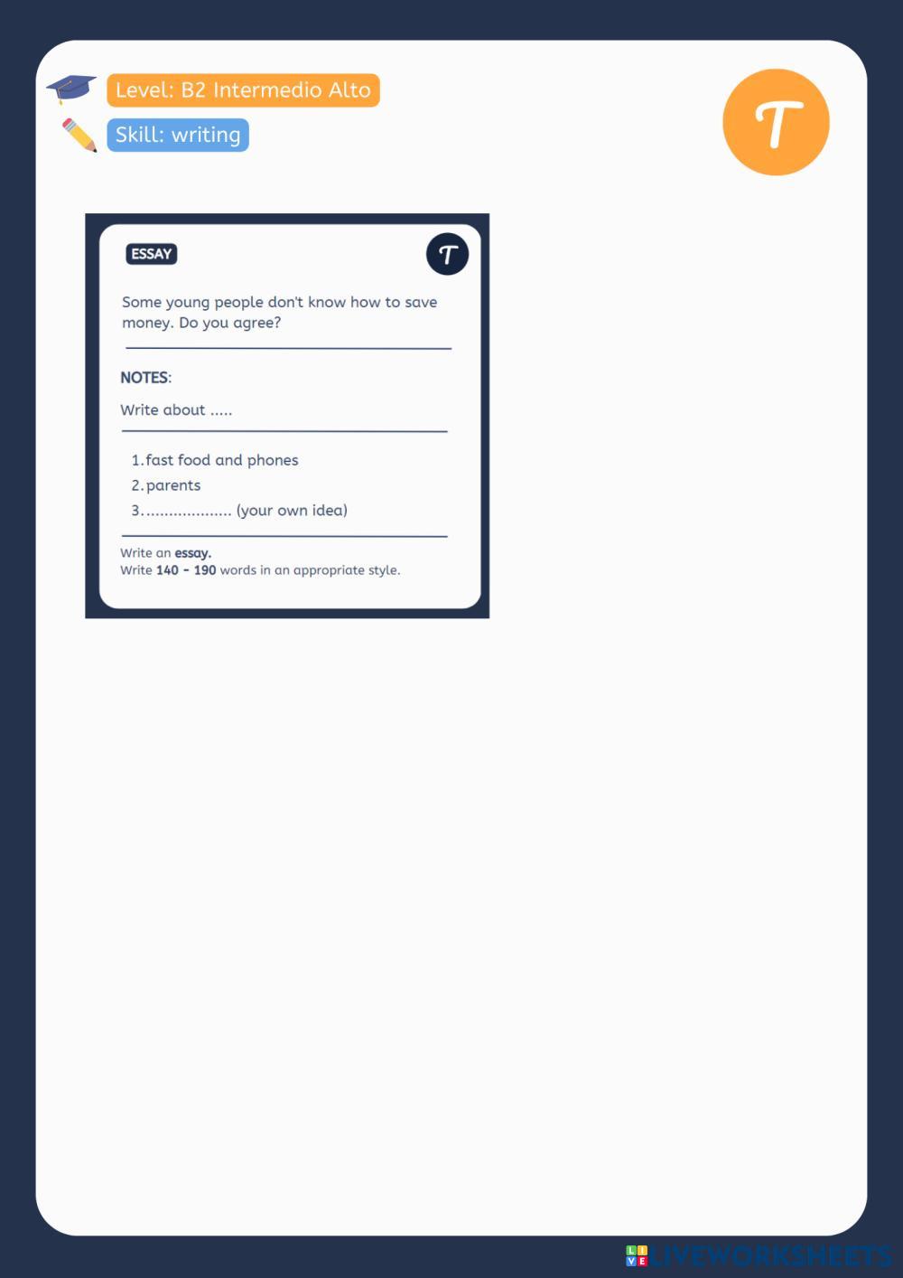 B2 Writing Essa… | Free Interactive Worksheets | 7127593