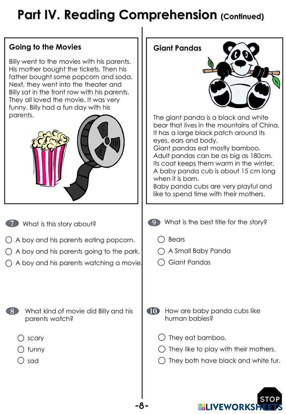 IEP Pilot Test | Live Worksheets
