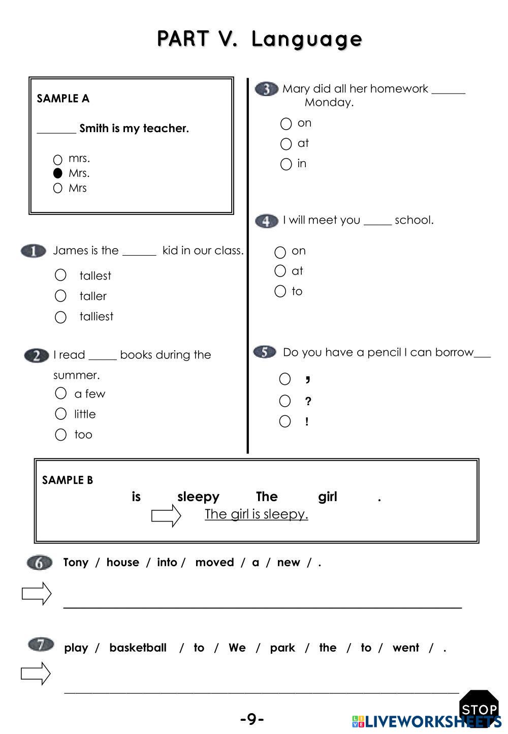 IEP Pilot Test | Live Worksheets