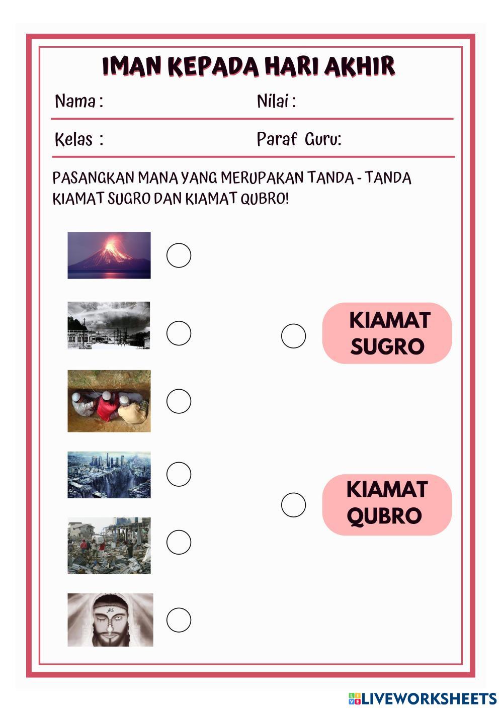 IMAN KEPADA HARI AKHIR | Live Worksheets
