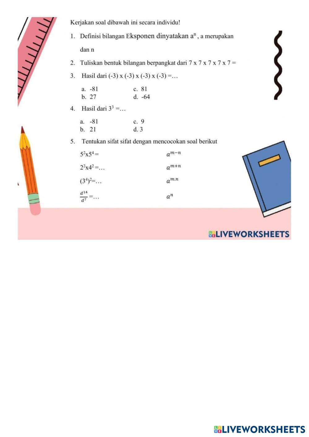 Eksponen | Free Interactive Worksheets | 7129312