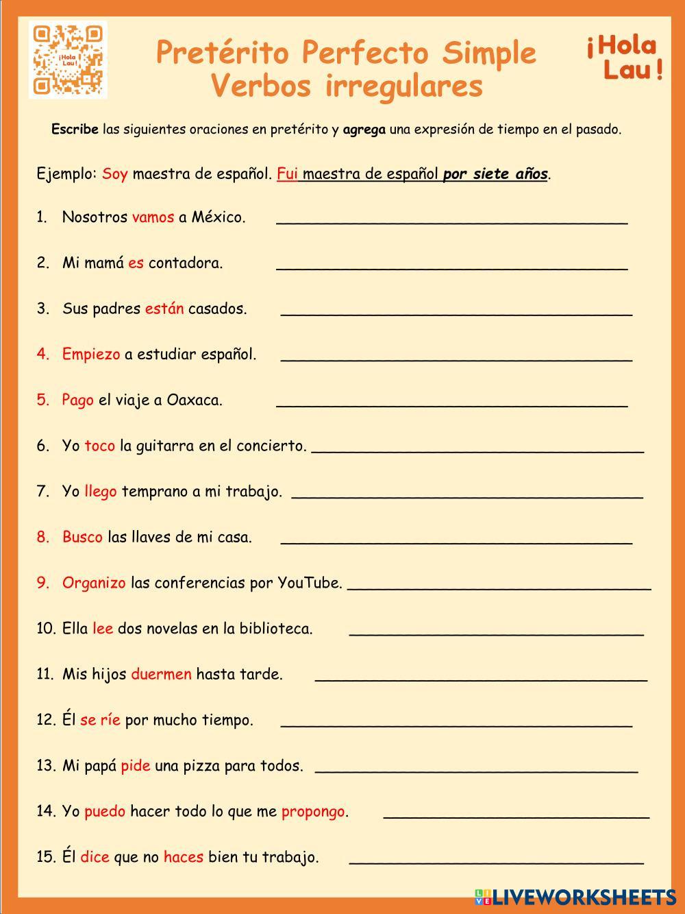 6º Unit Verbos Irregulares En Inglés Worksheet Live