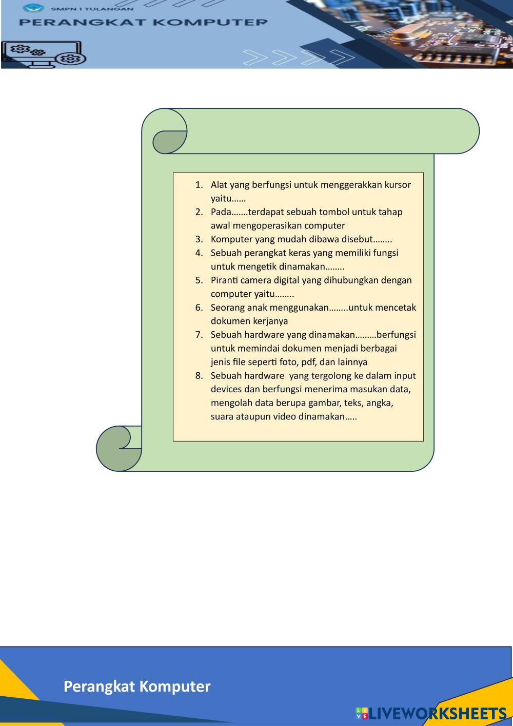 Perangkat Komputer | Live Worksheets