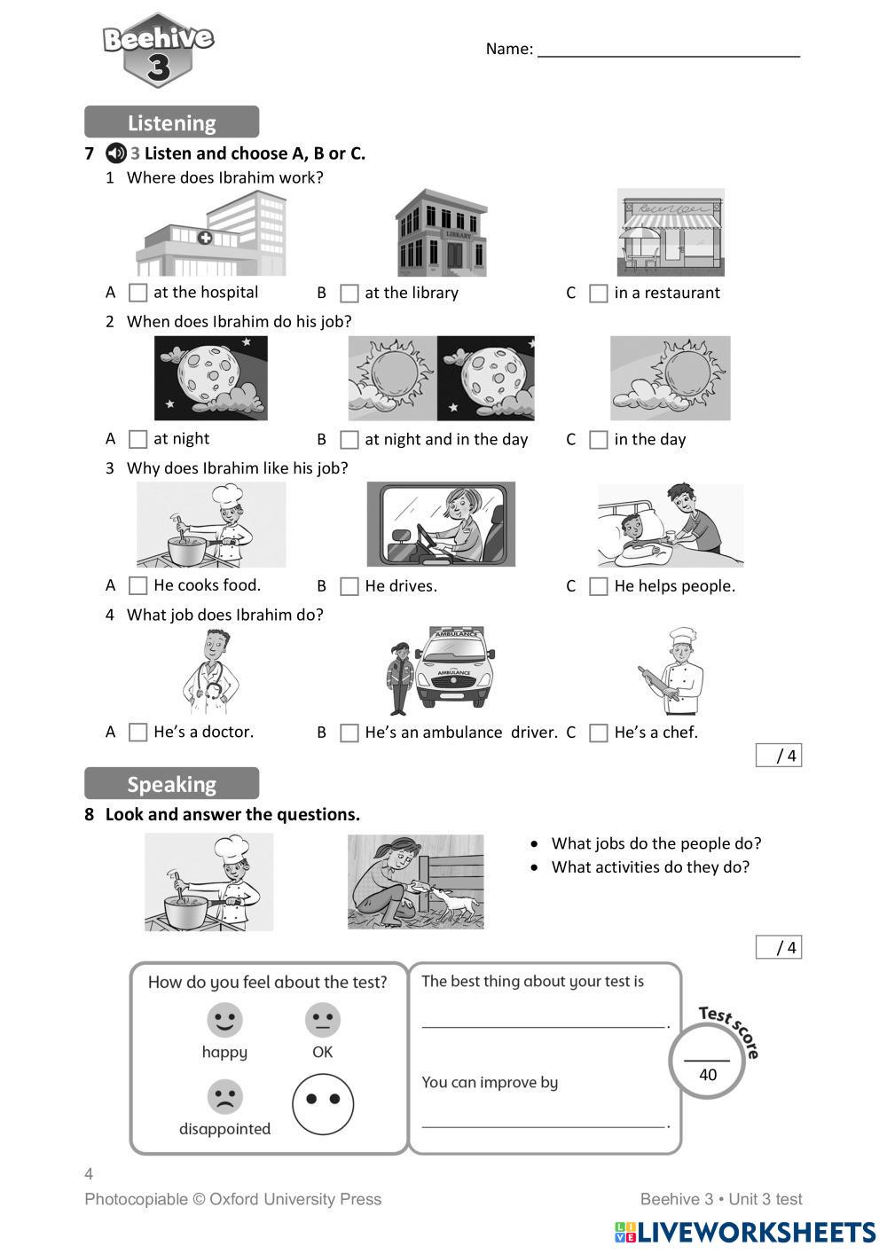 B-hive3 Test 3 | Free Interactive Worksheets | 7130448