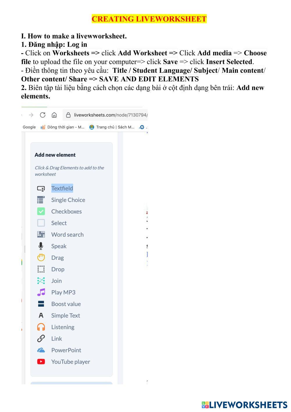 7130955 | HOW TO MAEKE LIVEWORKSHEET | La Quyen