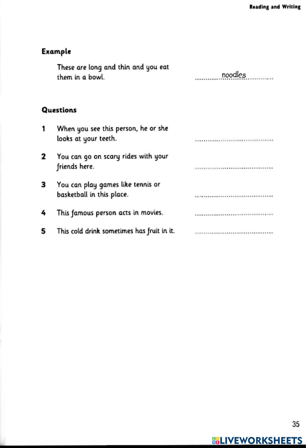 WS 5_READING & WRITING | Live Worksheets