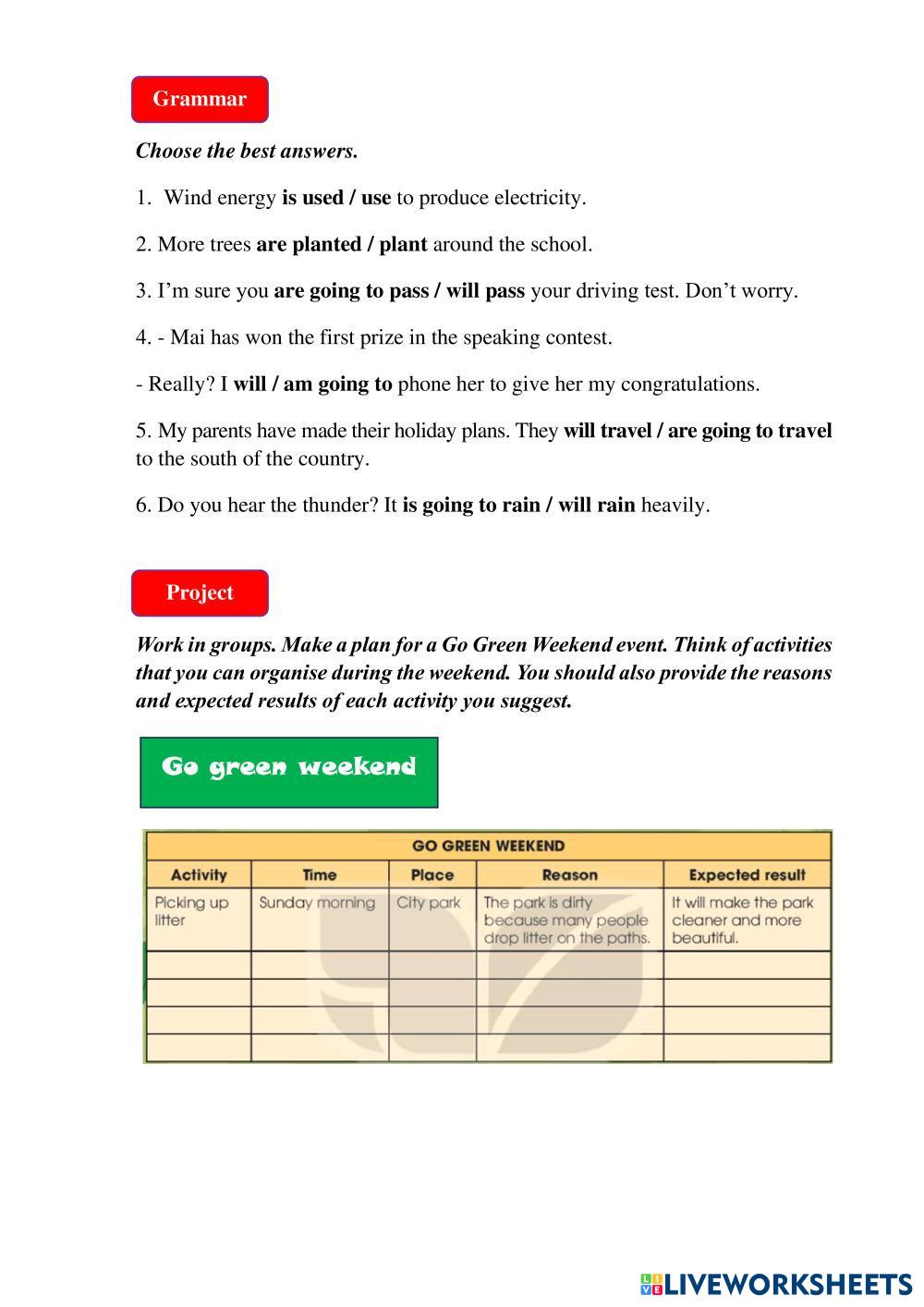 UNIT 2 - LOOKING BACK & PROJECT | Live Worksheets