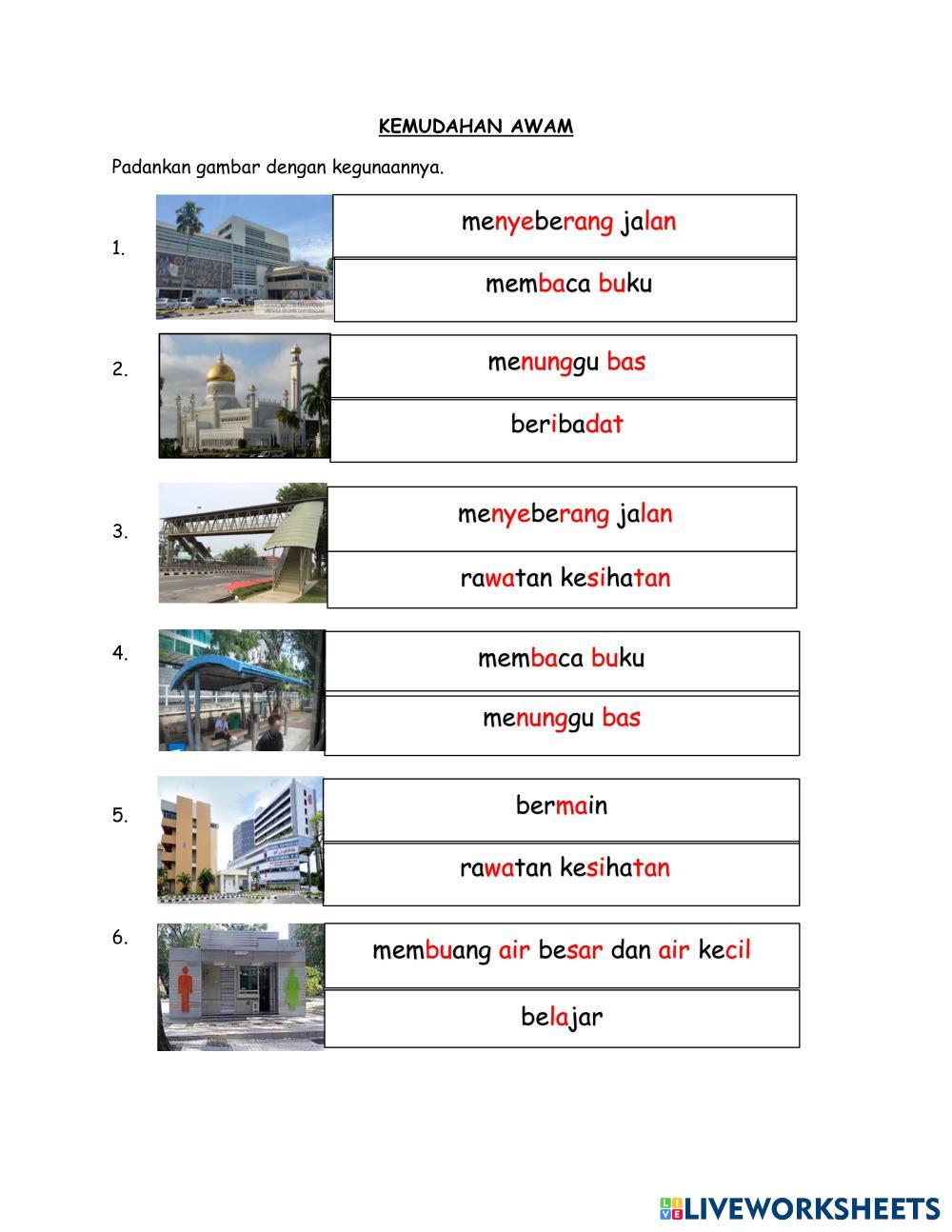 Kemudahan Awam | Live Worksheets