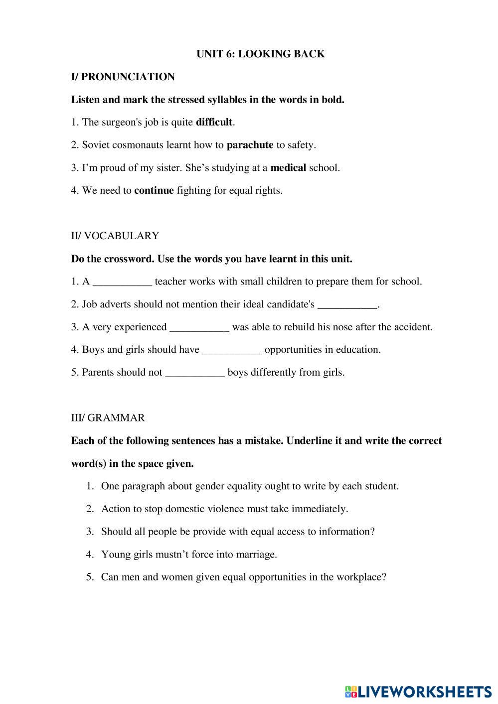 english | Live Worksheets