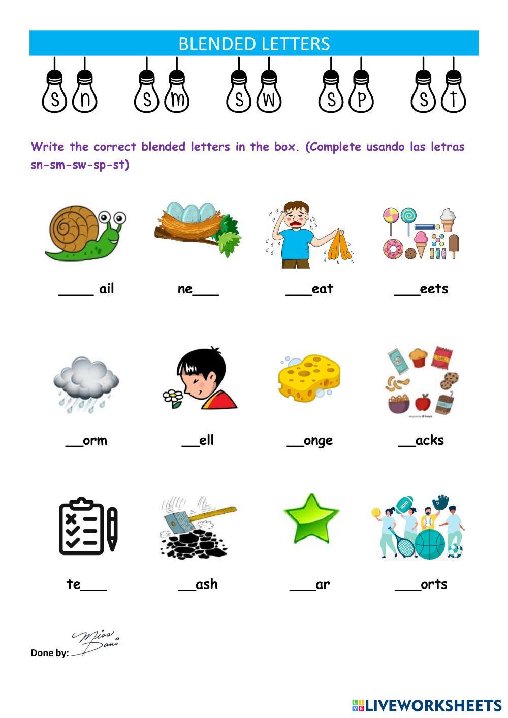 blended letters S | Live Worksheets