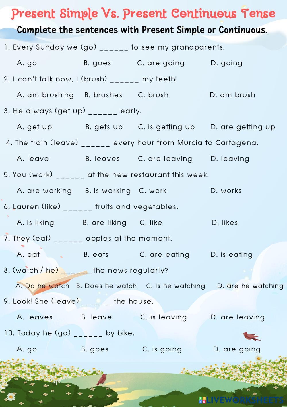 Present Simple VS. Present Continuous Tense 1433