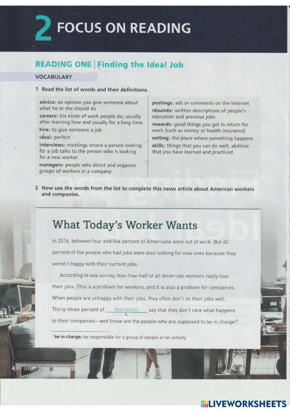 Skills 1 - My ideal job | Live Worksheets