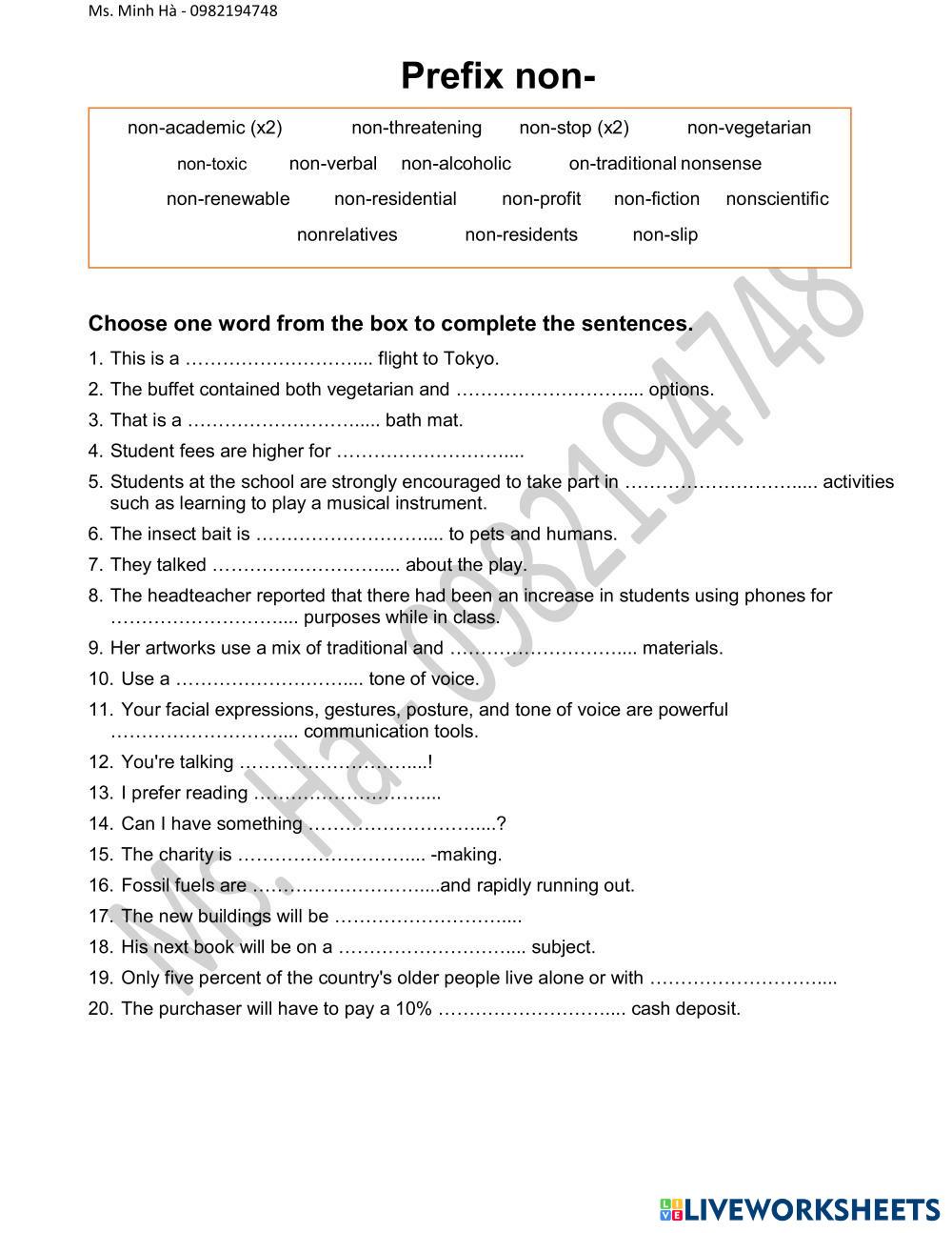 Prefix Non Live Worksheets prefix-non-live-worksheets