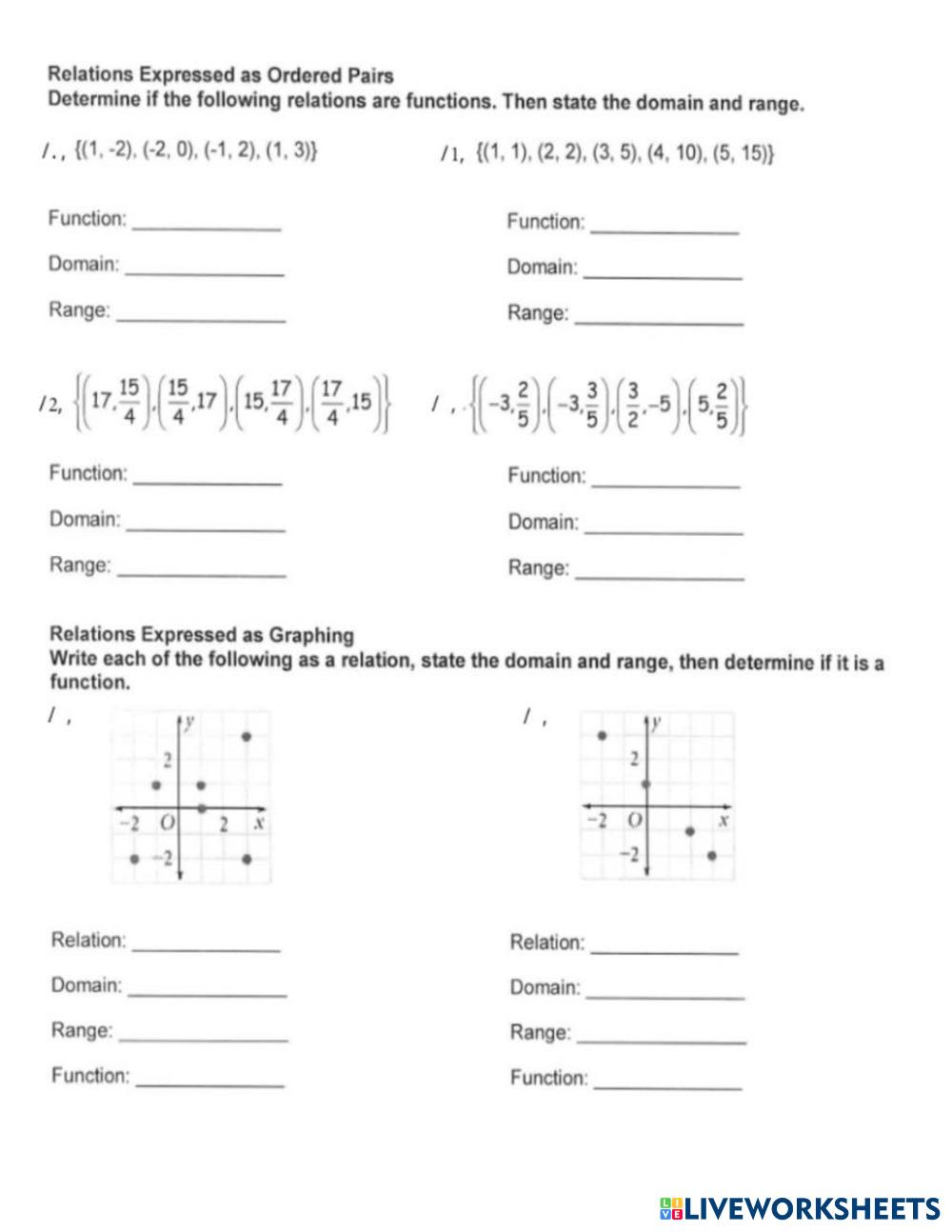 RELATION AND FU… | Free Interactive Worksheets | 7133534
