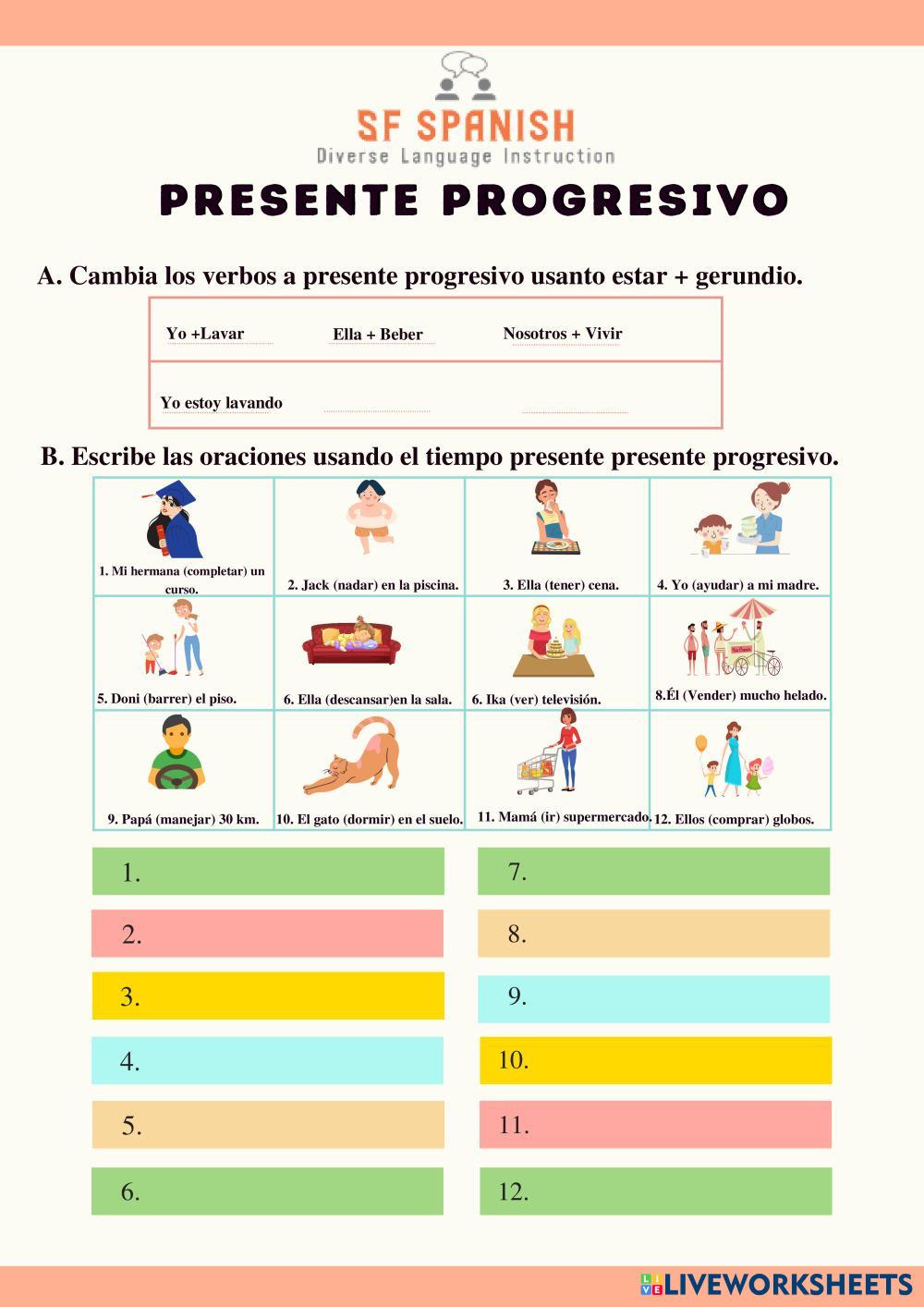 Presente progre… | Free Interactive Worksheets | 7133542