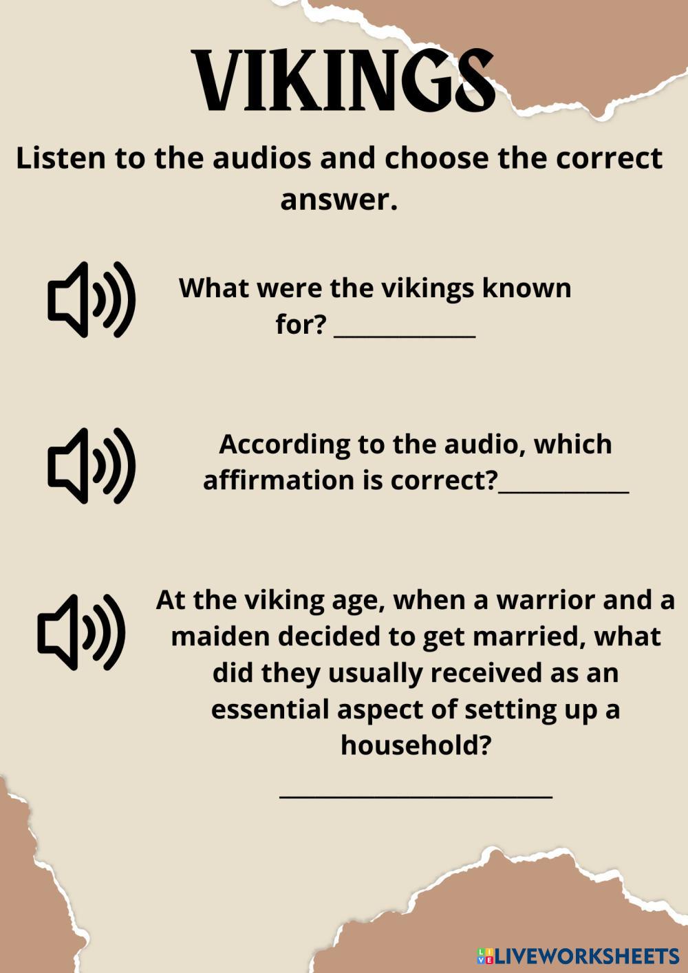 Vikings | Free Interactive Worksheets | 7133593
