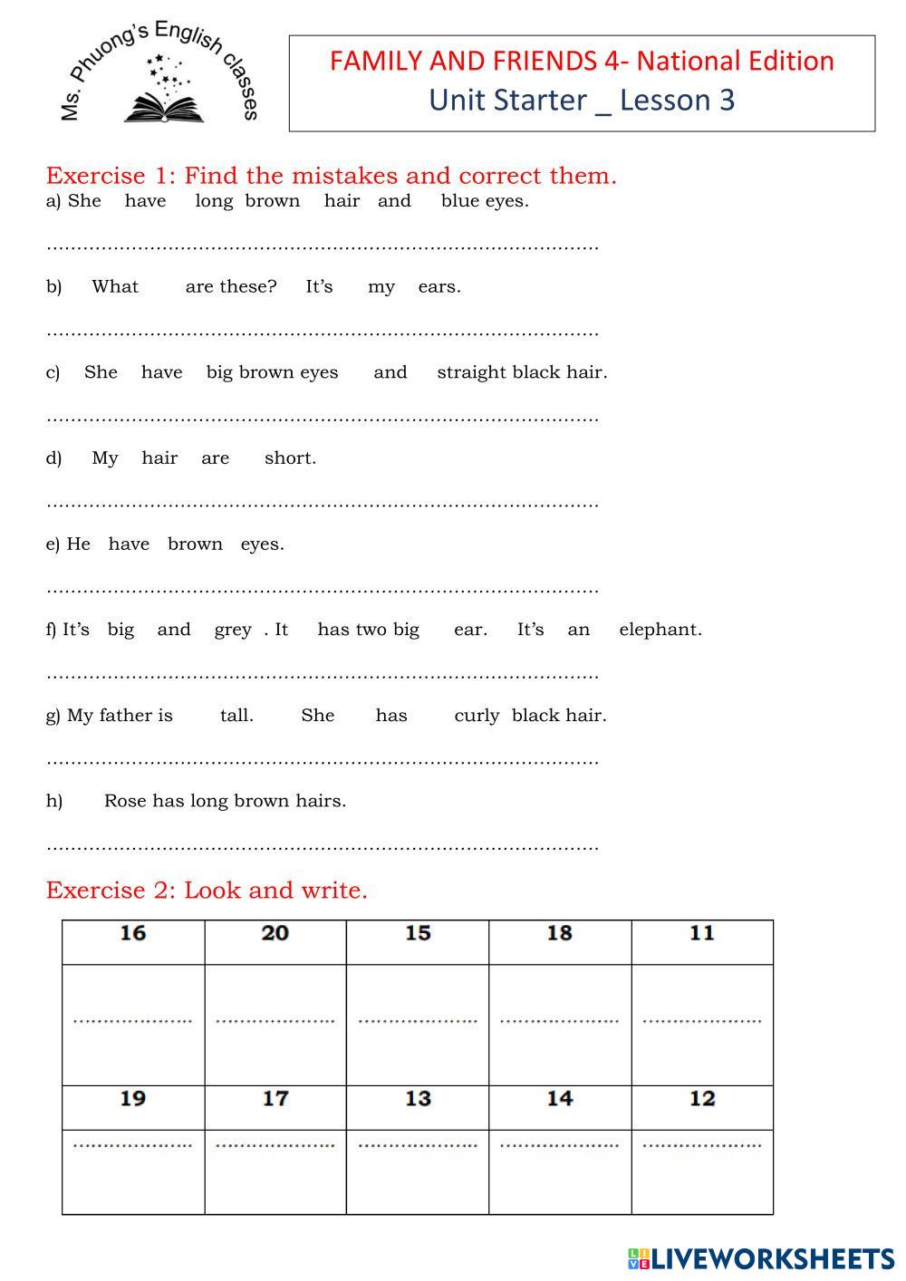 FF4_Unit starter _lesson 3 | Live Worksheets