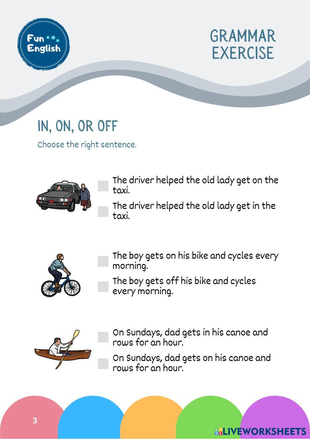 Get in, Get on,… | Free Interactive Worksheets | 1657843