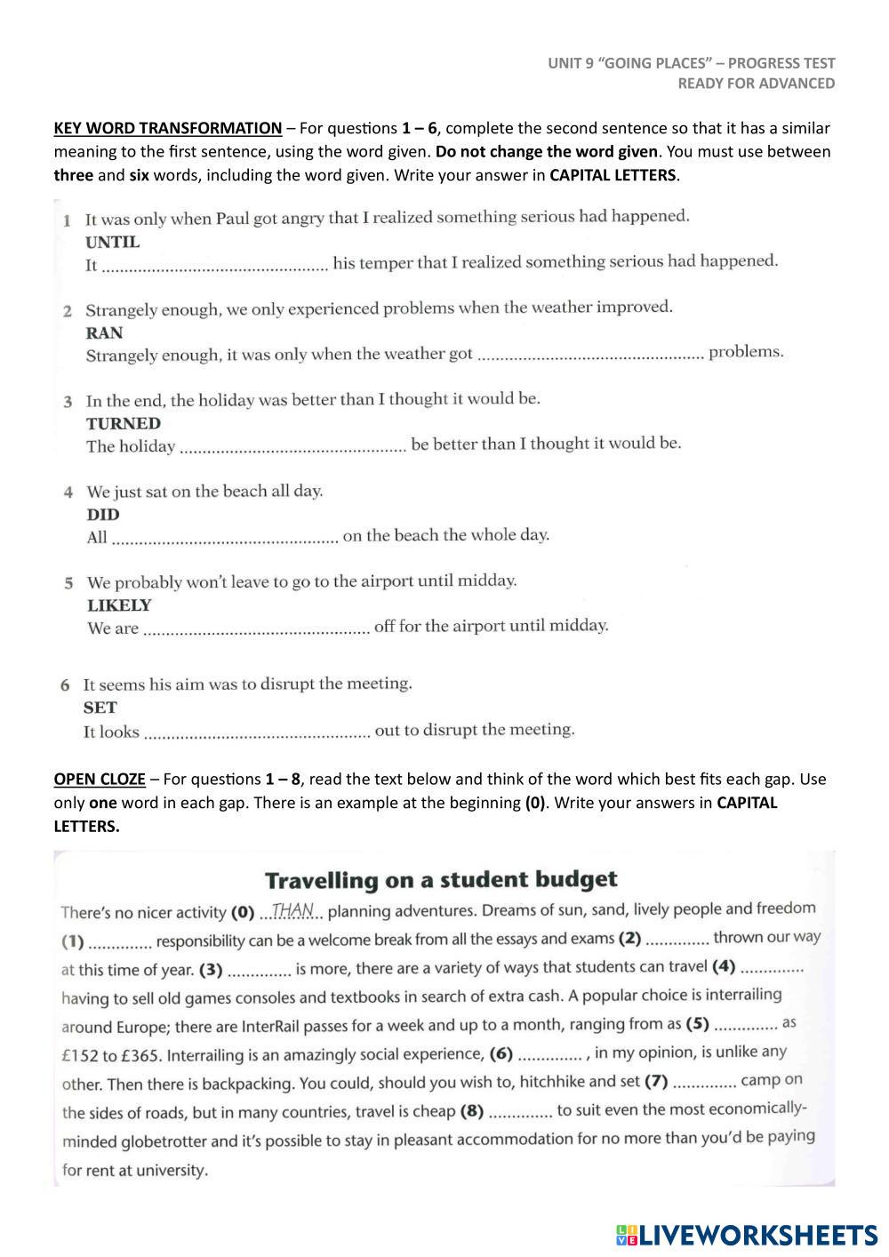 Ready for advan… | Free Interactive Worksheets | 7134899