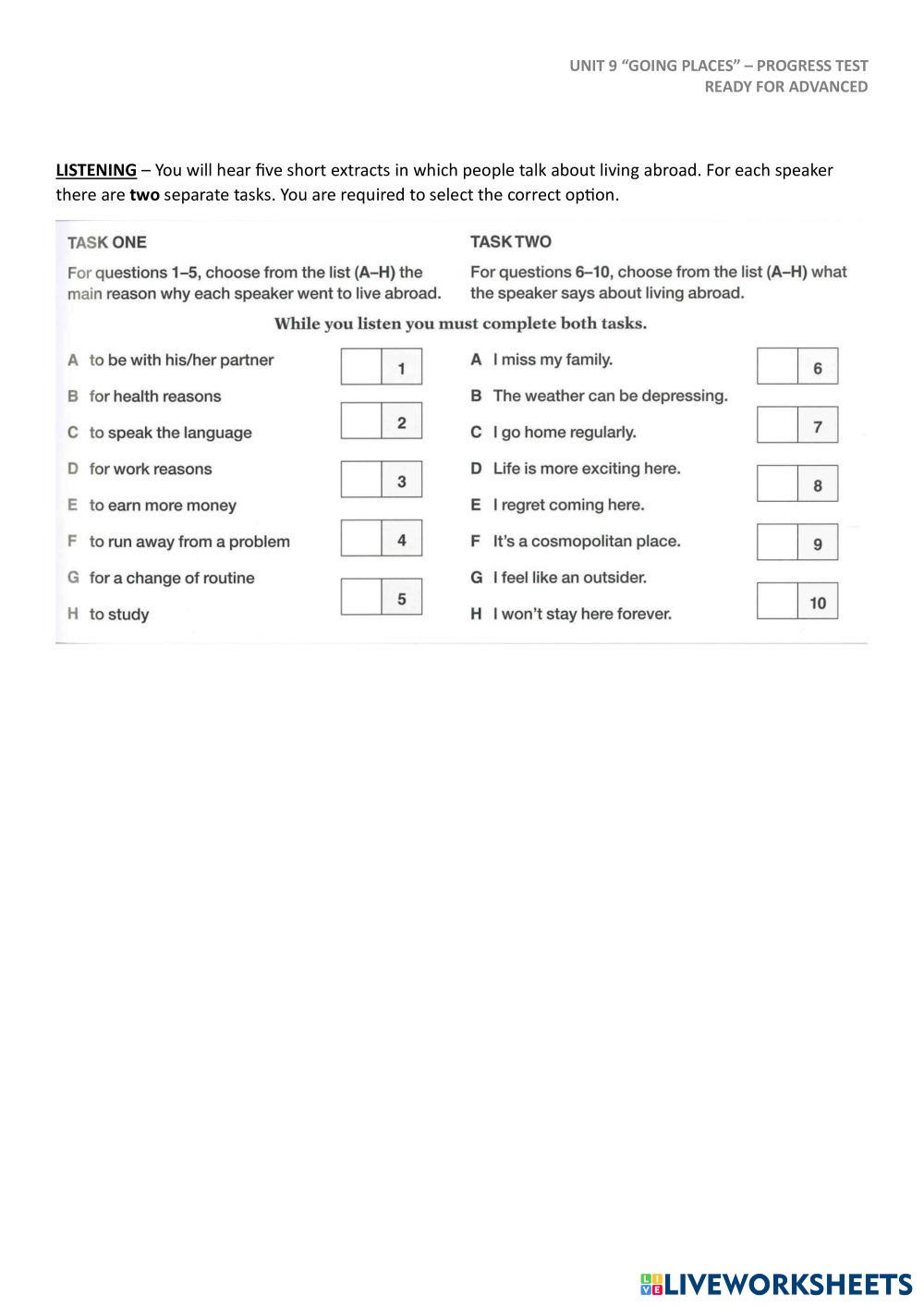 Ready for advan… | Free Interactive Worksheets | 7134899