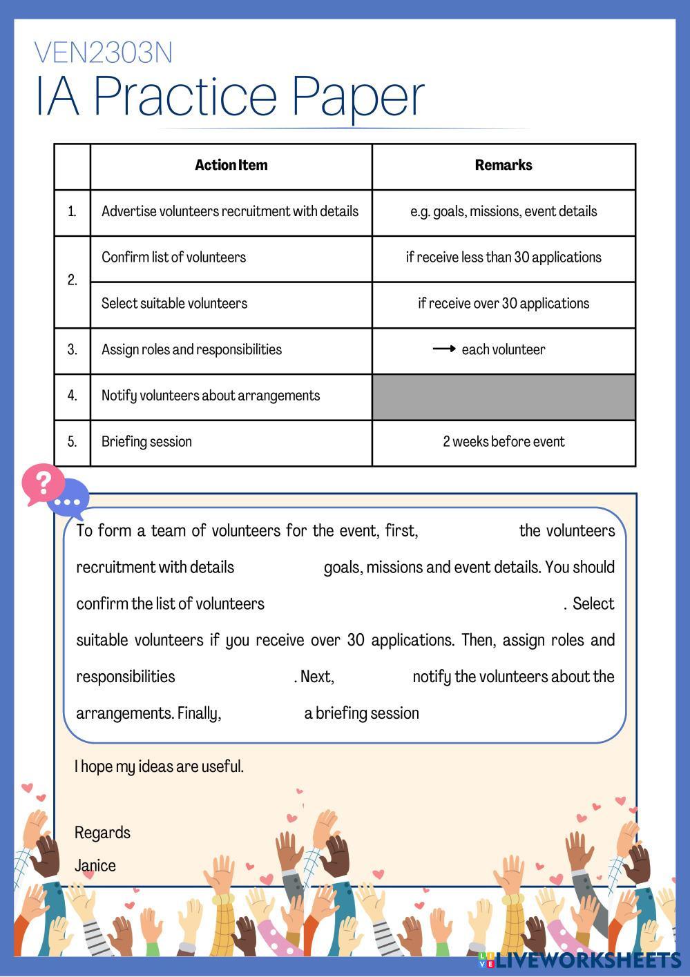 VEN2303N-IA-Practice 7131241 | LC YCPF | LiveWorksheets