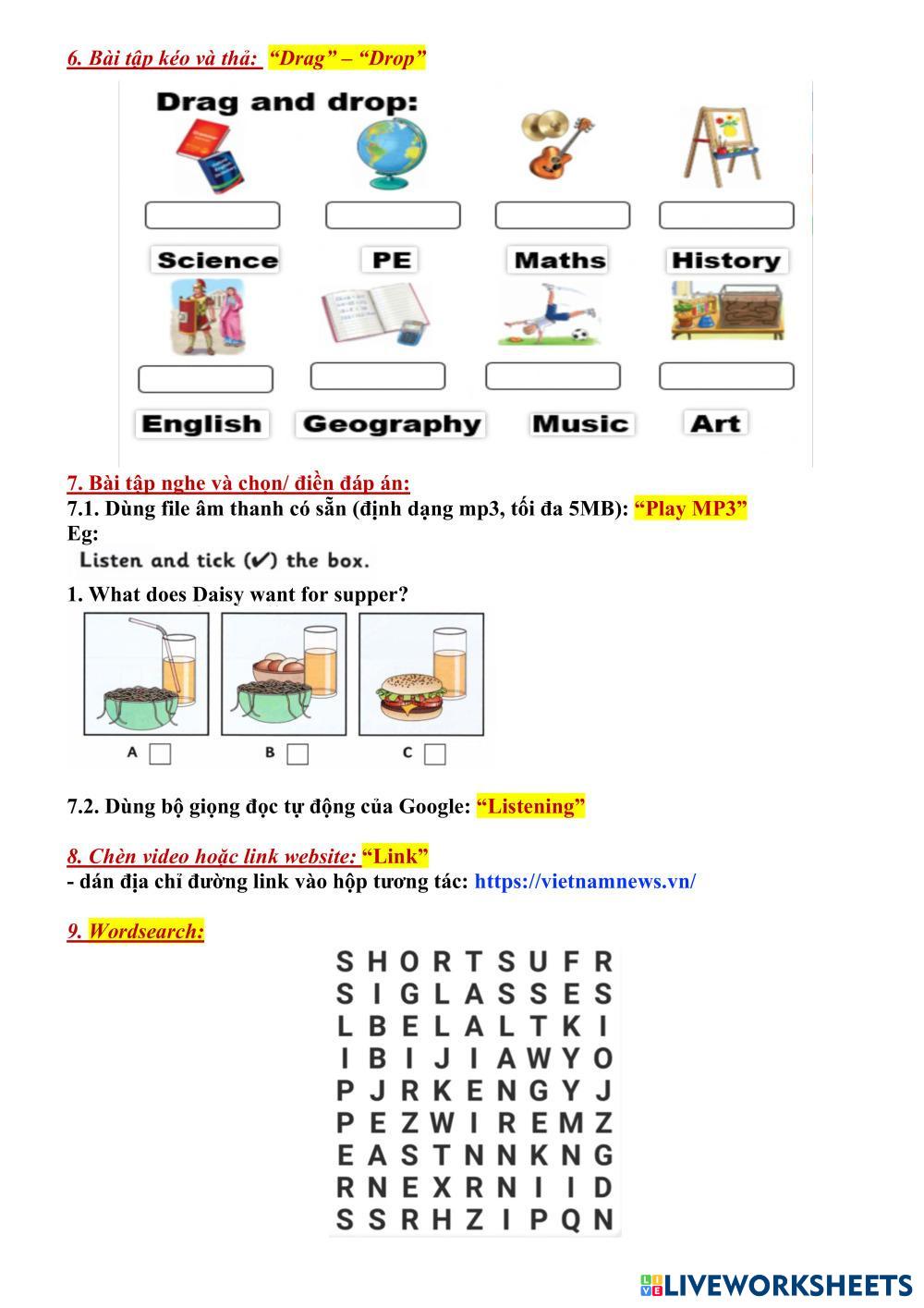 HOW TO MAEKE LIVEWORKSHEET 7135604 | La Quyen | Live