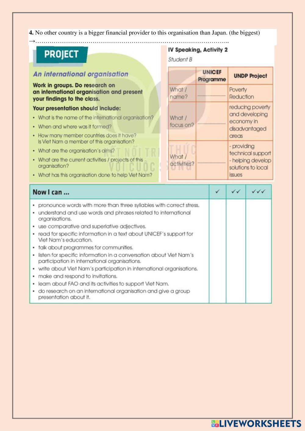 Unit 7 - Looking back and Project | Live Worksheets