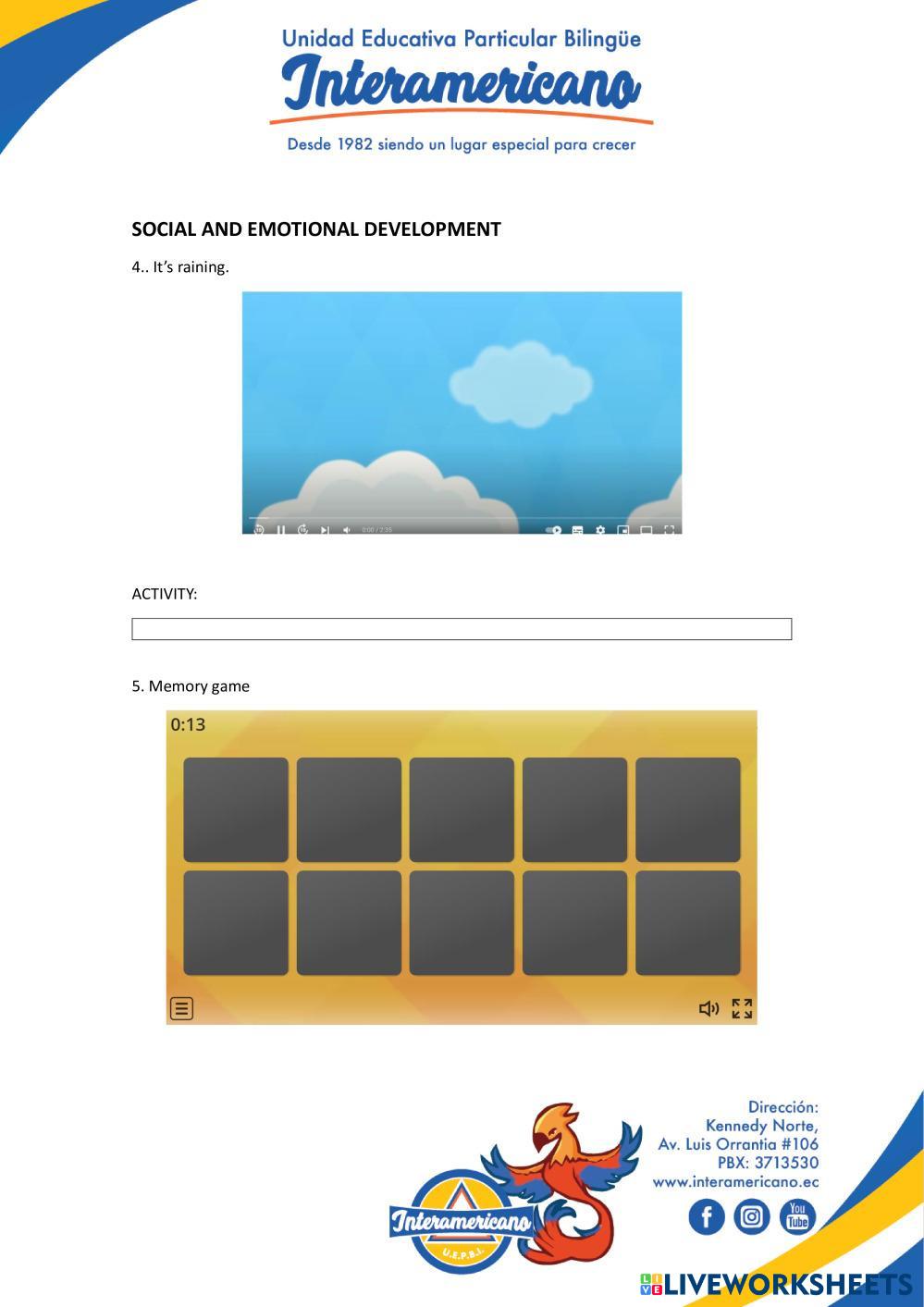 LIVEWORKSHEET WEEK 16 KINDER | Live Worksheets