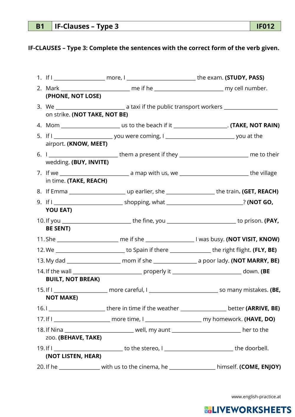 Third condition… | Free Interactive Worksheets | 7137069