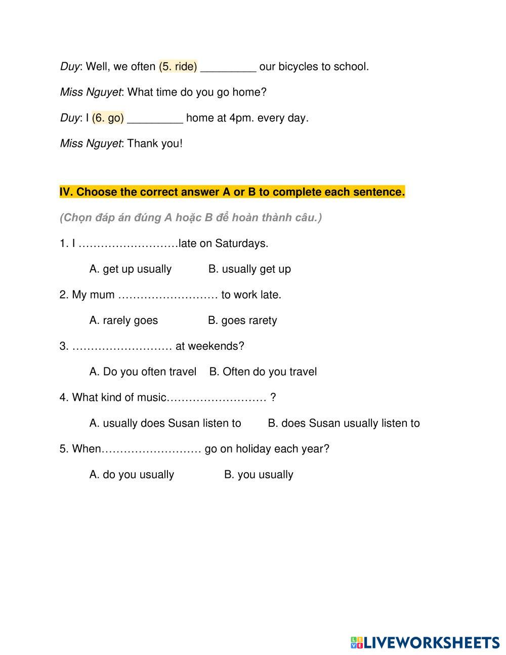 simple present … | Free Interactive Worksheets | 7137421