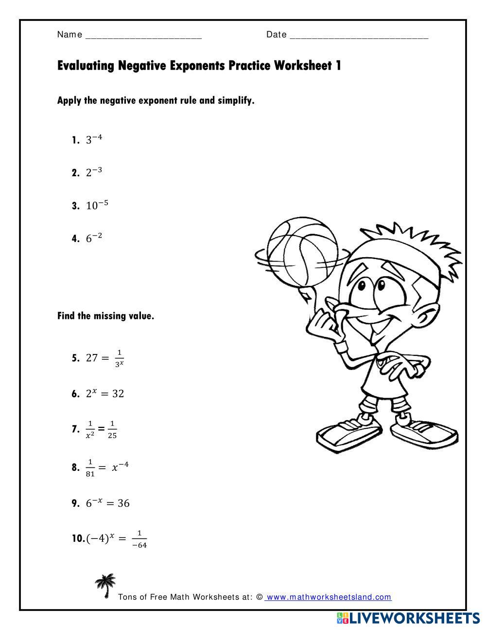 7137842 | Negative Exponents | Cw1920 | LiveWorksheets
