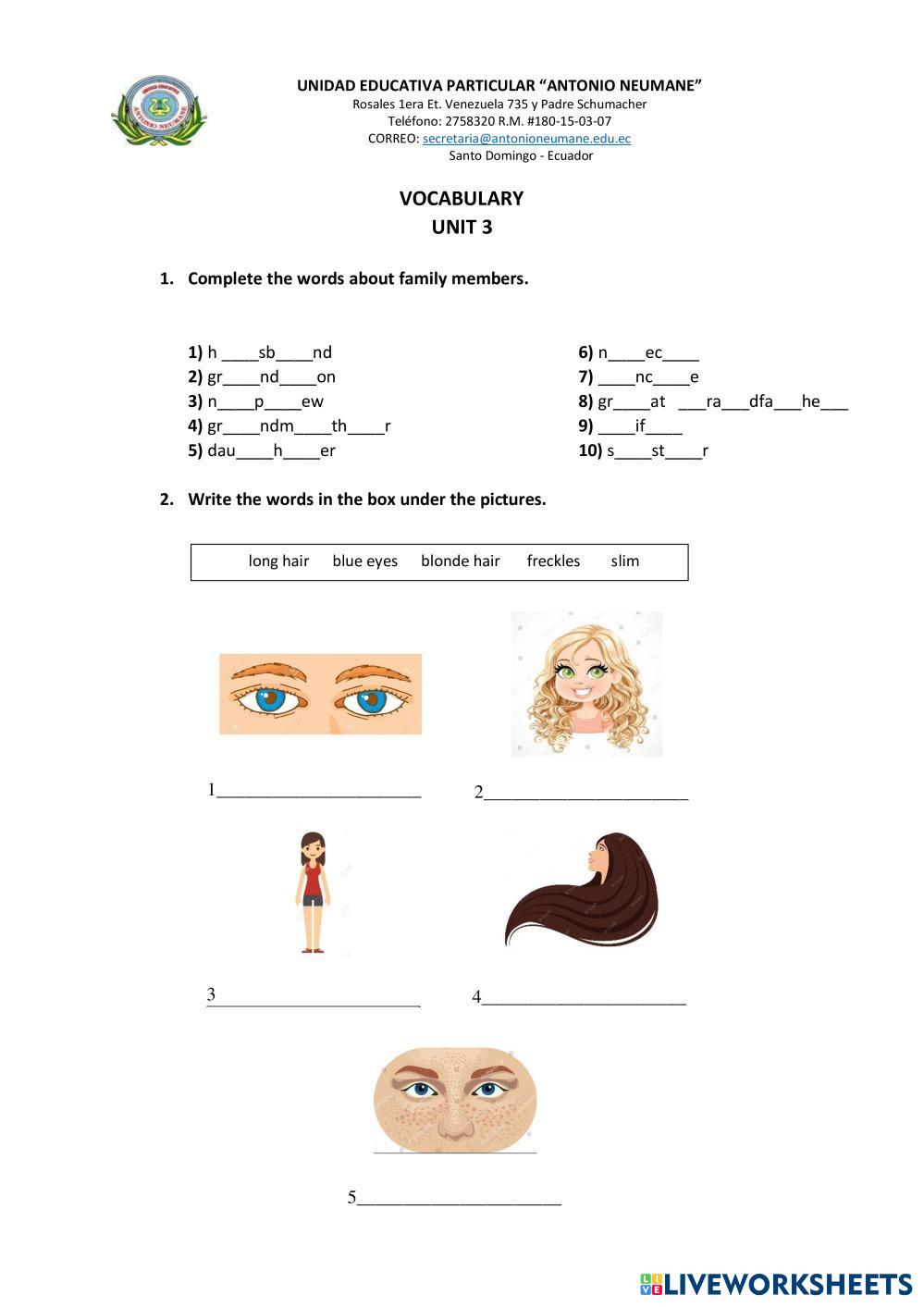 VOCABULARY- UNI… | Free Interactive Worksheets | 7137998