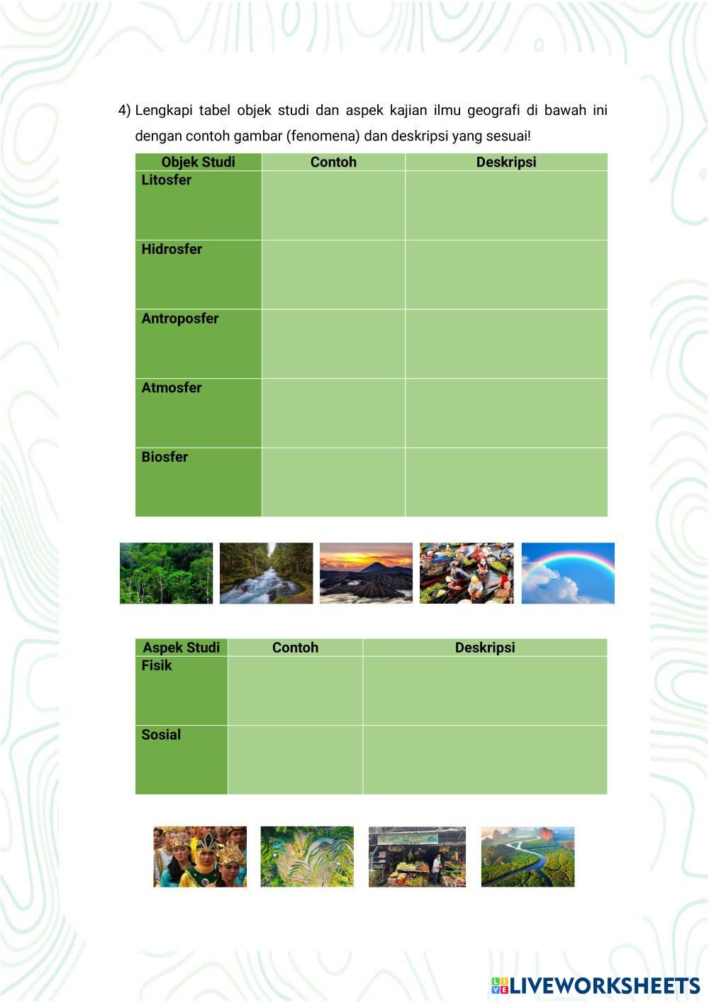 Objek Material Geografi | Live Worksheets