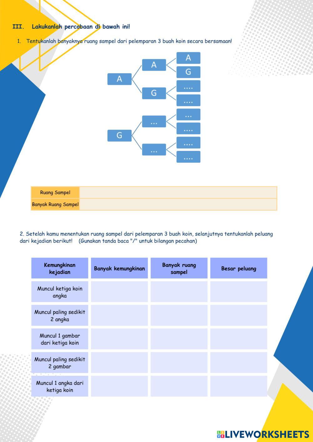 PELUANG MATEMAT… | Free Interactive Worksheets | 7138638