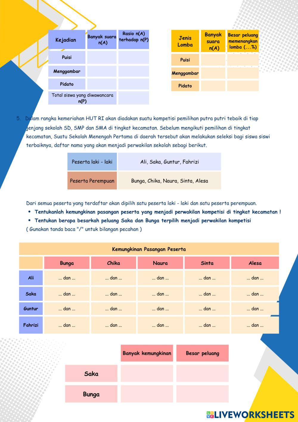 PELUANG MATEMAT… | Free Interactive Worksheets | 7138638