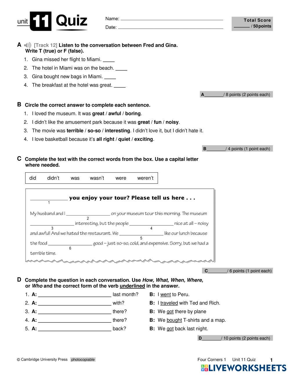 TEST UNIT 11 ENGLISH II | Live Worksheets