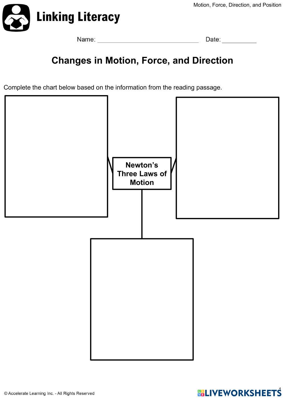 Motion, Force, Direction and Position (3 Laws) | Live Worksheets