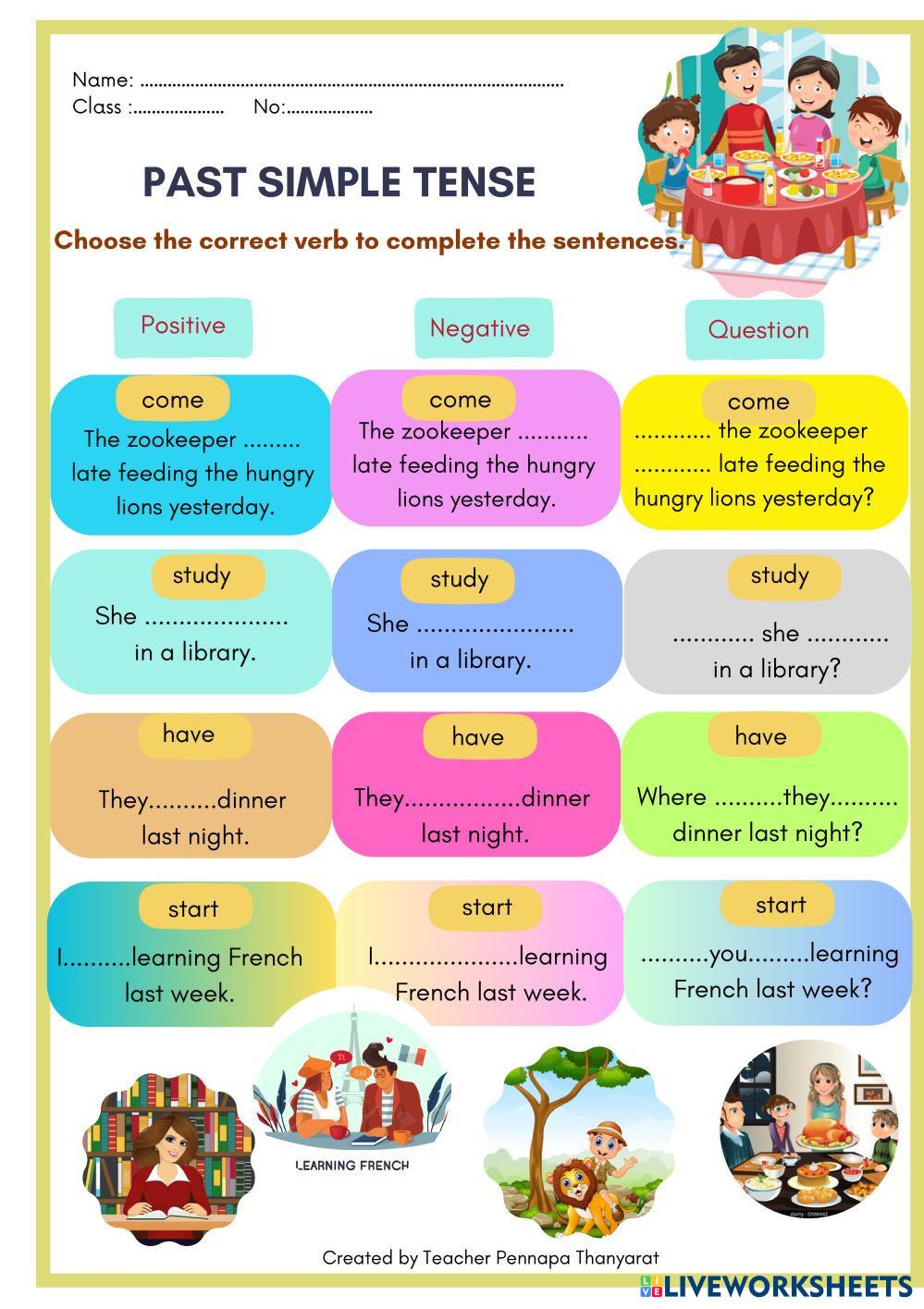 Past Simple Worksheet1 7134330 | Miss Pennapa Seesasua