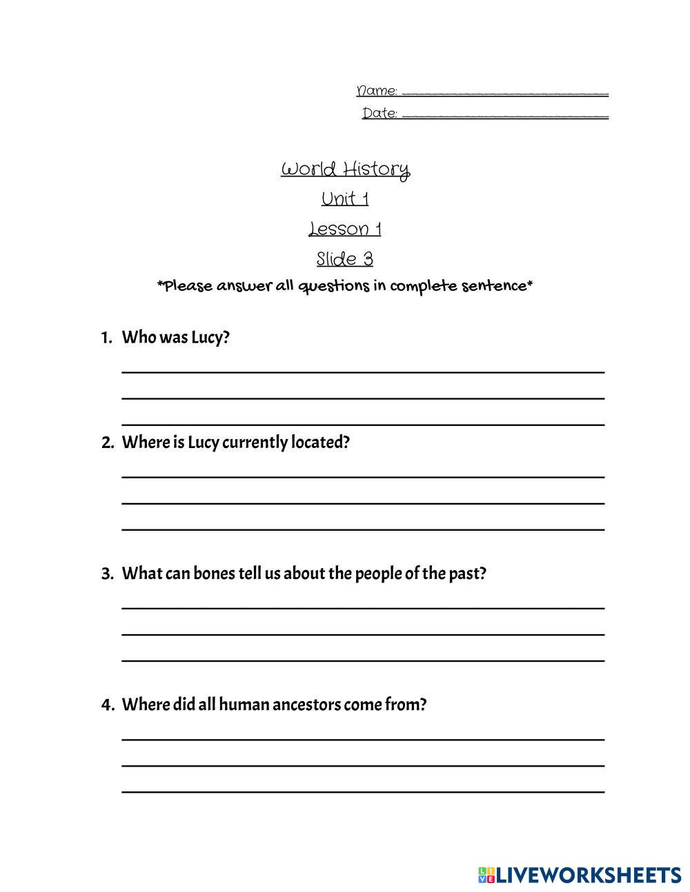 World History U… | Free Interactive Worksheets | 7141466