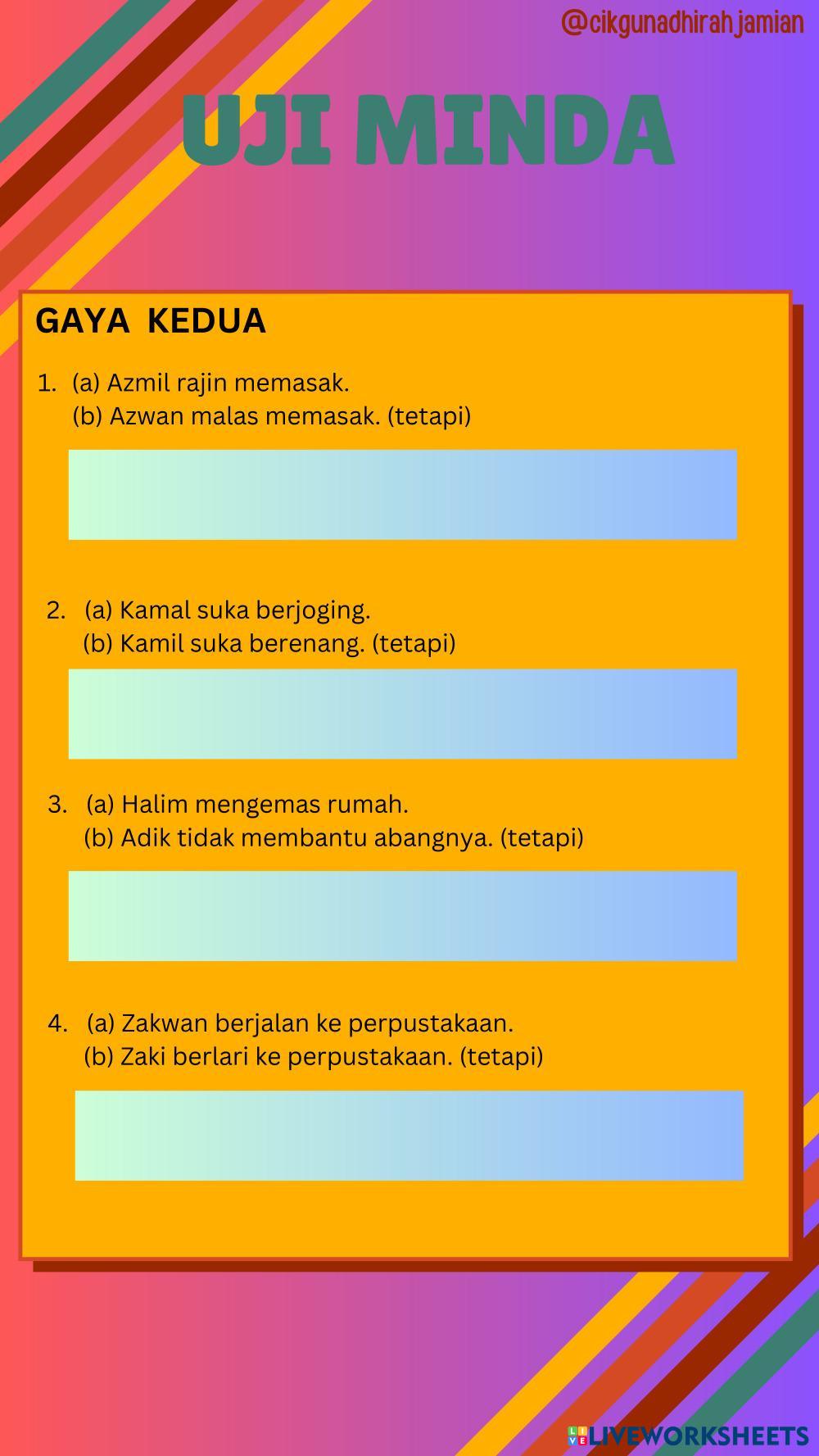 UJI MINDA KITARAN 2 | Live Worksheets