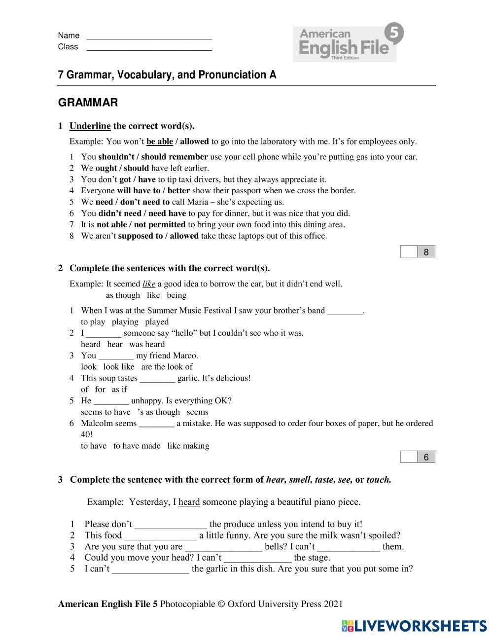 Ac1+ Test 2 | Live Worksheets