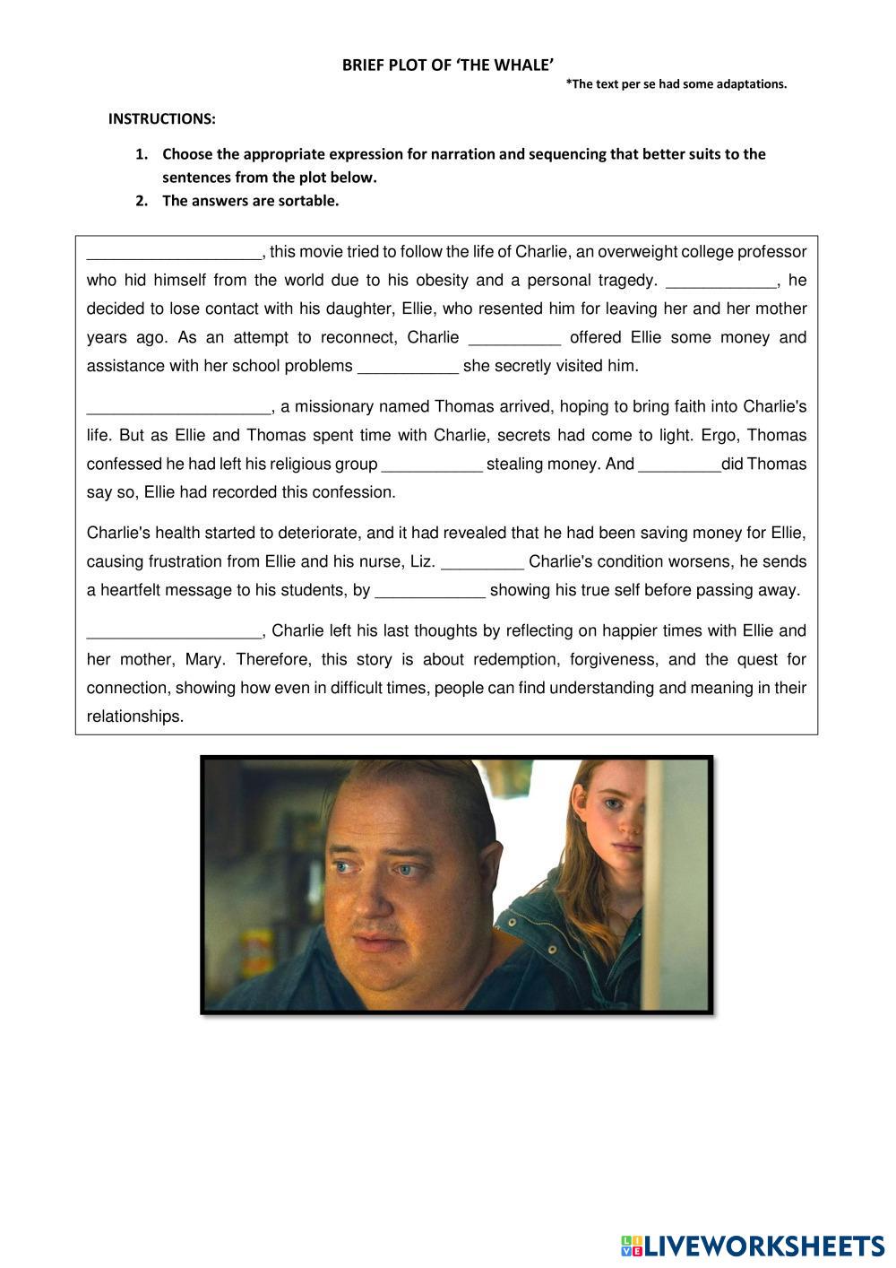 Using expressions for sequencing and narration | Live Worksheets